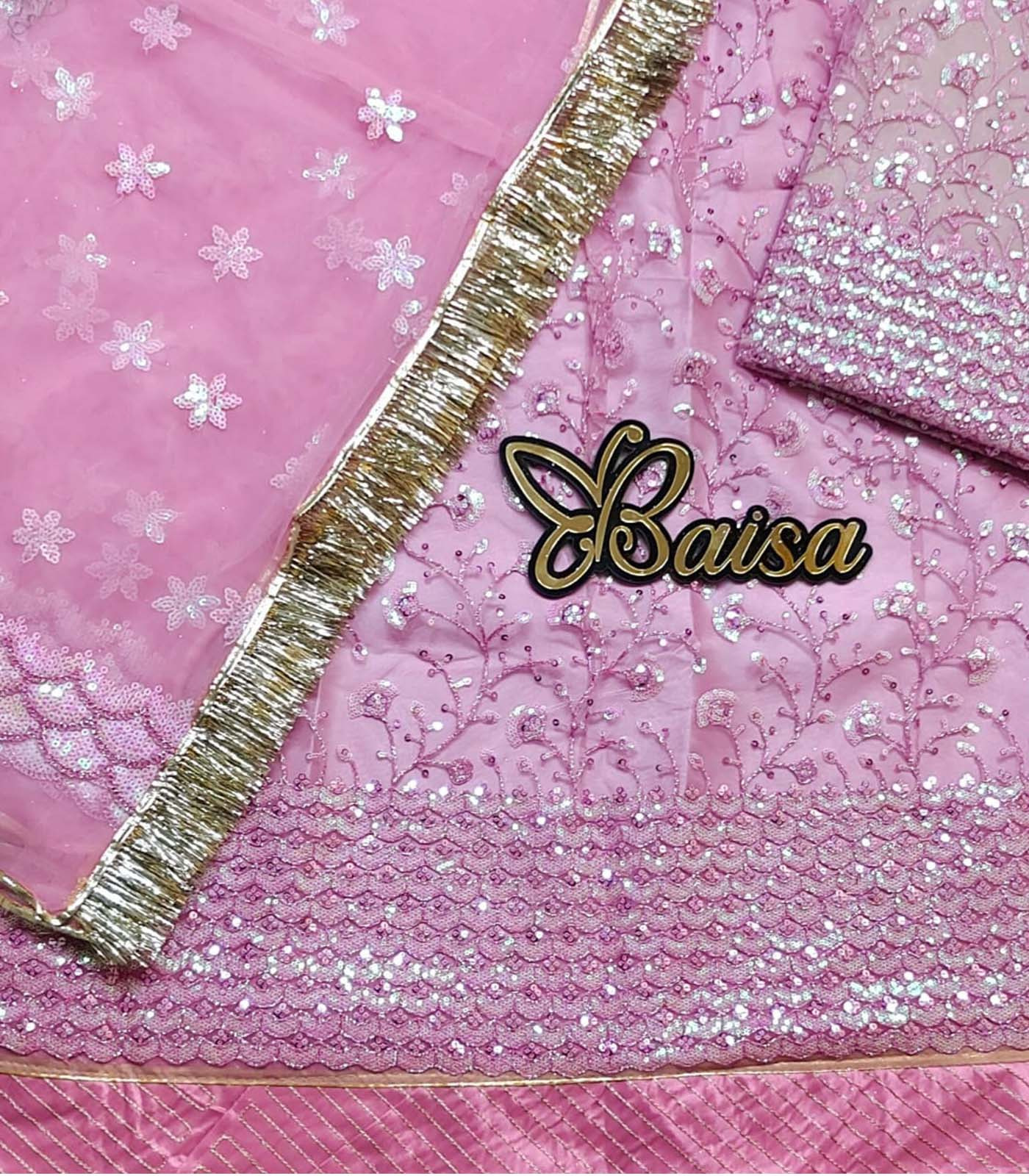 Light Pink Color Rajasthani Poshak with Organza Fabric