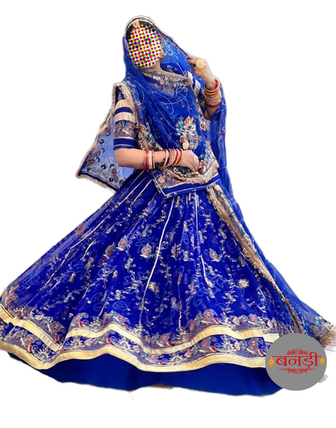 Blue Color Design Poshak with 7 MTR Gher Lehenga