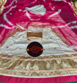 White Satin Poshak with Dark Pink Odhani